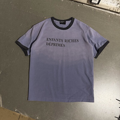 Enfants Riches Deprimes 做旧喷色标语印花短袖 拼色罗纹