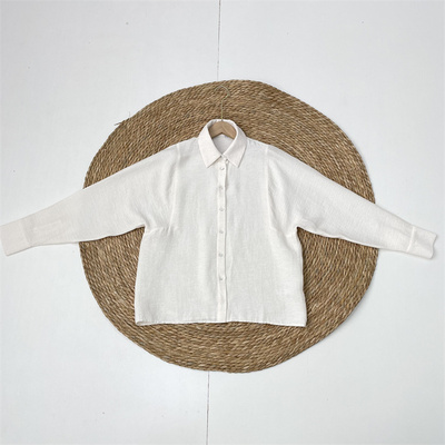 H3时尚百褶衬衫~外单高级25秋款插肩长袖开衫上衣女线条感含亚麻