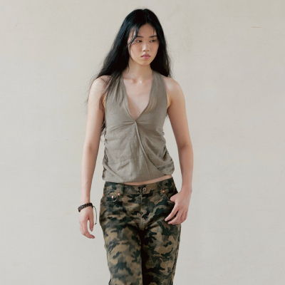 nomnonnomme清凉透气薄款绑带露背上衣