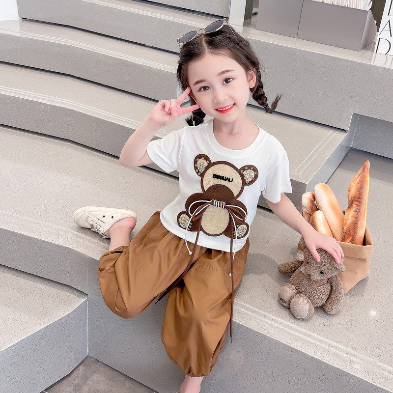 女童夏装套装儿童装时髦运动T恤2023新款裤子女孩短袖夏季两件套_虎窝淘