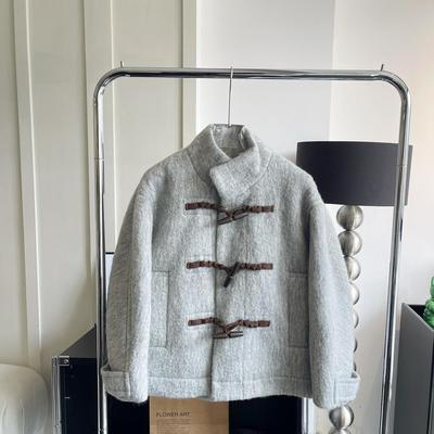 axb 史诗级版型 lem经典牛角扣羊毛大衣三色立领羊毛外套女