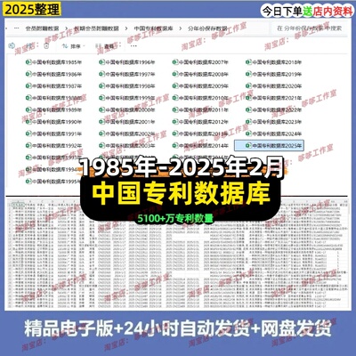 5000万+中国专利数据库(1985-2025.2)电子版资料【秒发】