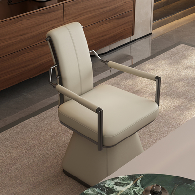 轻奢真皮旋转茶室主人椅家用转椅