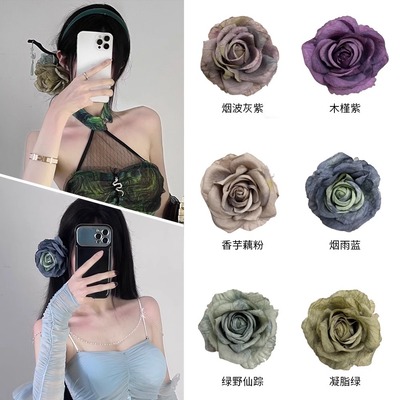 Willa｜皱布芙蓉玫花朵纹路宫廷风立体玫瑰度假风氛围感拍照发饰