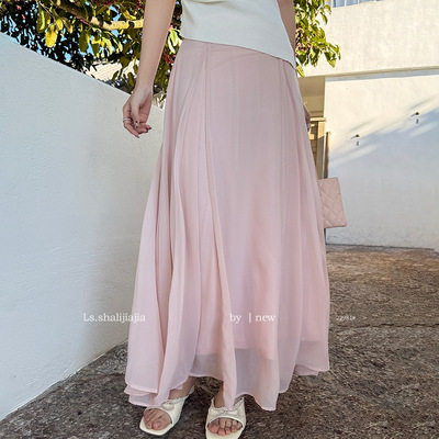 LS法式气质半身裙女广州十三行2026春季新款高腰显瘦a字长裙22981