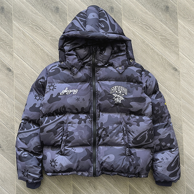 GLO GANG vest jacket 刺绣工艺迷彩夹克棉服外套帽子可拆卸