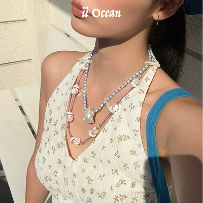 【ü Ocean】航海家 Voyager海螺贝壳吊坠项链锁骨链天然石度假风