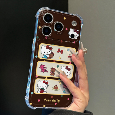 小熊蛋糕Kitty猫适用iPhone17promax手机壳15苹果16pro可爱13华为p70新款小米17pro荣耀vivo四角防摔oppo红米