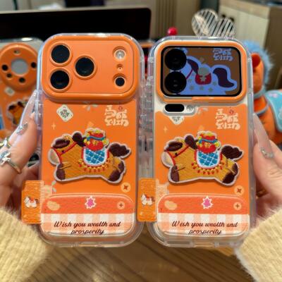 创意可爱刺绣马泡芙羽纱手机壳