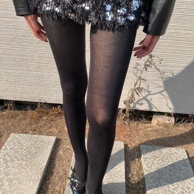 我宣布微透连裤袜可以封神了！黑色透肉显瘦纯欲~miu系穿搭神器！