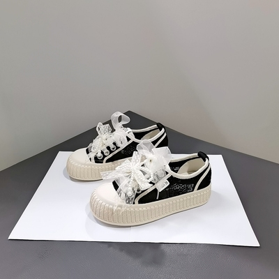 夏季蕾丝网面透气渔夫板鞋女