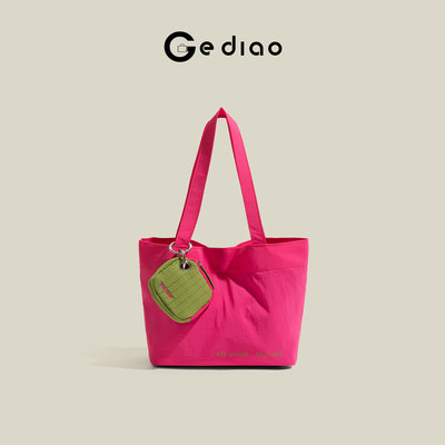 多巴胺玫红色帆布包包2026新款