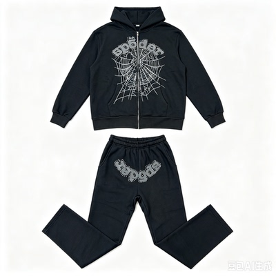 美潮开衫拉链卫衣套装欧美明星嘻哈歌手YoungThug同款Sp5der卫裤