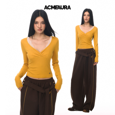 ACMEAURA【3.18 20:00】低领花边假两件上衣