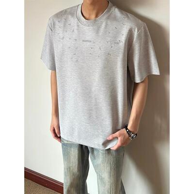 美式复古cleanfit刺绣和平鸽重磅短袖T恤男夏季痞帅宽松百搭上衣