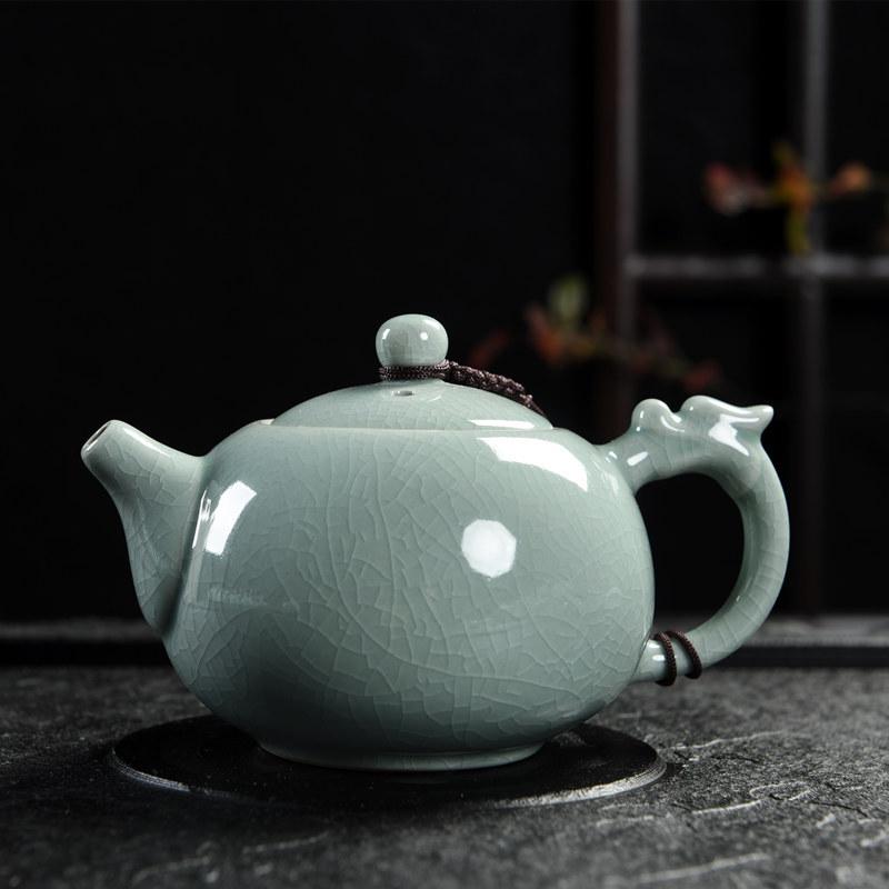 汝窑茶壶开片大号汝瓷可养小单壶冰裂哥窑西施壶陶瓷功夫茶具媛洛