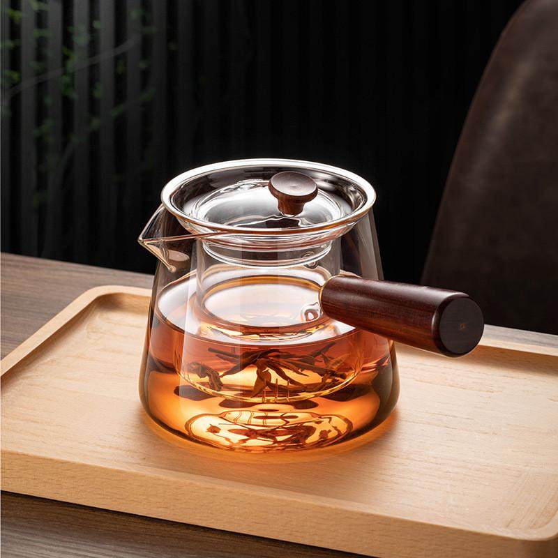 大容量高硼硅玻璃泡茶壶菊花茶壶茶水分离侧把过滤玻璃水壶煮茶壶