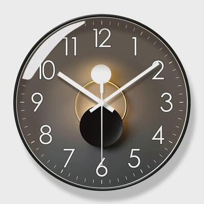 自动对时电波钟6284美式时钟客厅挂墙钟表光影挂表轻奢挂钟静音钟