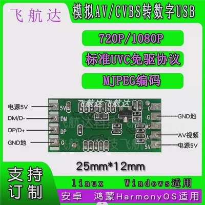 CVBS转USB模块av转usb转换器CVBS转换板视频模拟图像转数字转接板