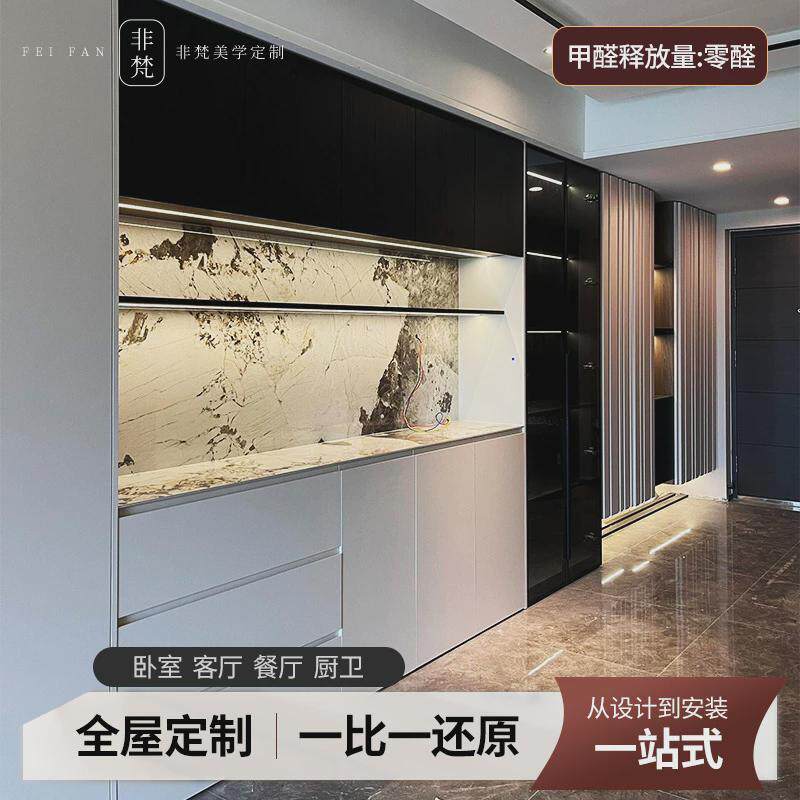 欧式橱柜厨房橱柜定做现代简约厨具全屋定制轻奢装修设计风