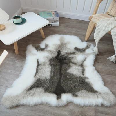 现代简约可机洗仿驯鹿毛皮地毯卧室毛毯地垫床边仿动物毯梳妆镜子