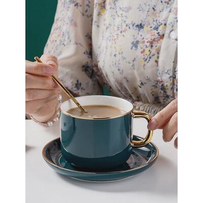 ceramic coffee cup and saucer set of 6 pieces European small