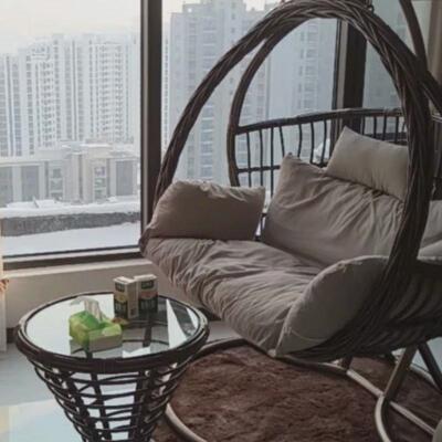 oor摇椅单人吊室内外秋千藤椅阳台家用摇篮双人吊床双杆粗藤吊椅