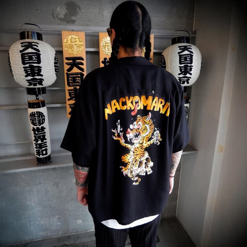 WACKO MARIA 50'S OPEN COLLAR SHIRT26SS古巴领背后老虎短袖衬衫