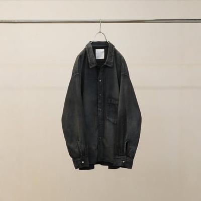 ANCELLM染色破坏做旧牛仔衬衫