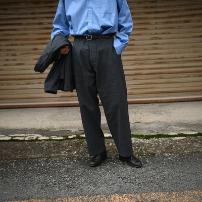 HERILL黑色青年布宽松工装长裤