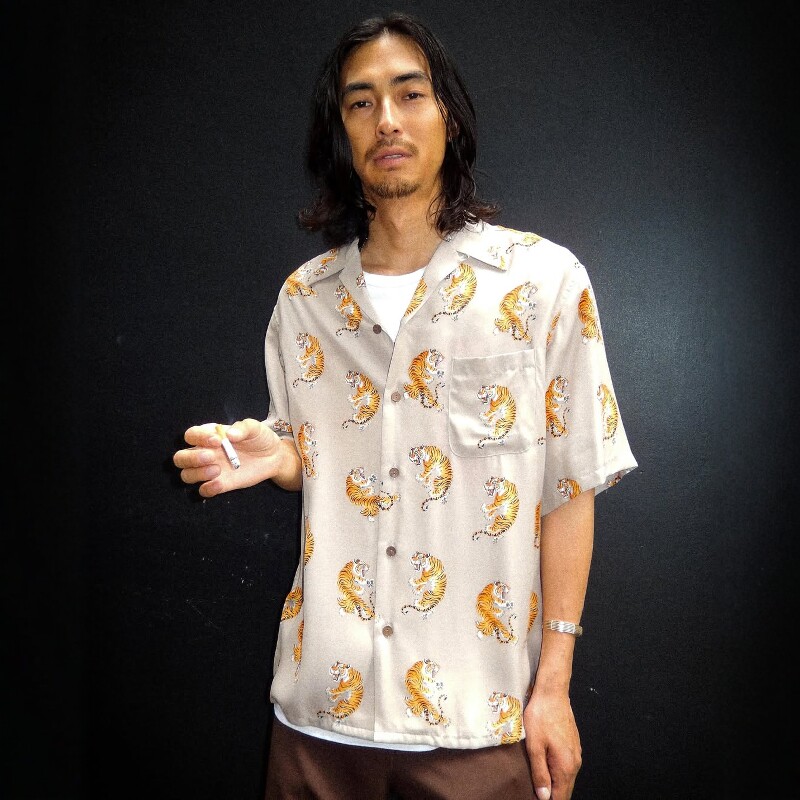WACKO MARIA HAWAIIAN SHIRT 26SS 人造丝老虎印花夏威夷短袖衬衫