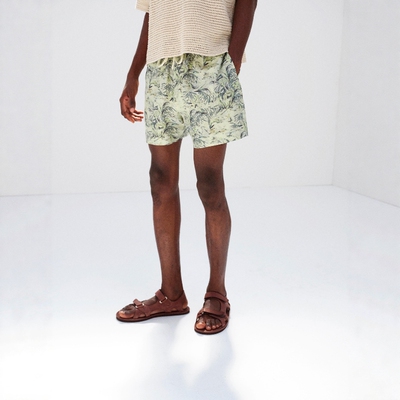 AURALEE植物印花真丝休闲短裤