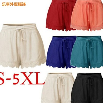 Women's Shorts Fitted Scallop Hem Crochet Mini Hot Pants