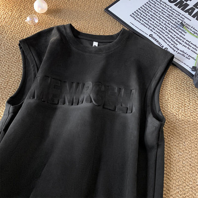 BX168 -特批25控39 麂皮绒夏季美式高街钢印男士背心T恤无袖