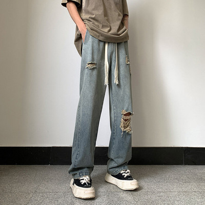 2023秋季爆款主推原创设计破洞水洗渐变大码牛仔裤XK66319-P55面