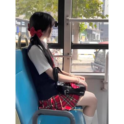 小辣椒JK制服红色格裙日系学院风