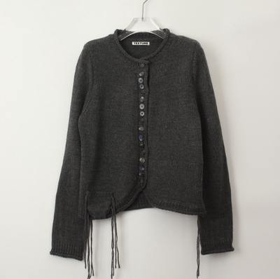 TEXTURE韩国正品代购2026单排扣流苏针织开衫女百搭宽松毛衣外套