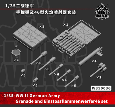 【MINIWAR】1/35 二战德军手榴弹及46型火焰喷射器套装