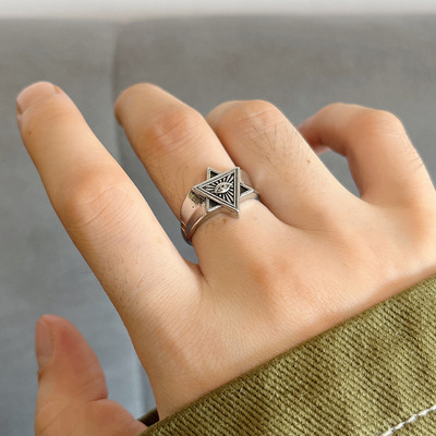 复古克系恶魔之眼开口戒指