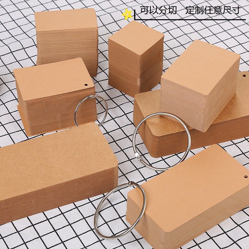 牛皮纸硬质卡片英语单词手写识字手绘涂鸦DIY明信片素描字留言卡
