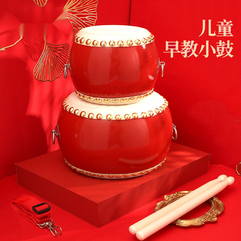 工艺3-10寸儿童乐器鼓牛皮堂鼓演出打击乐器小鼓敲锣打鼓耐用锣鼓