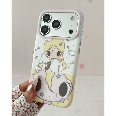 韩系金发少女卡通全包防摔手机壳