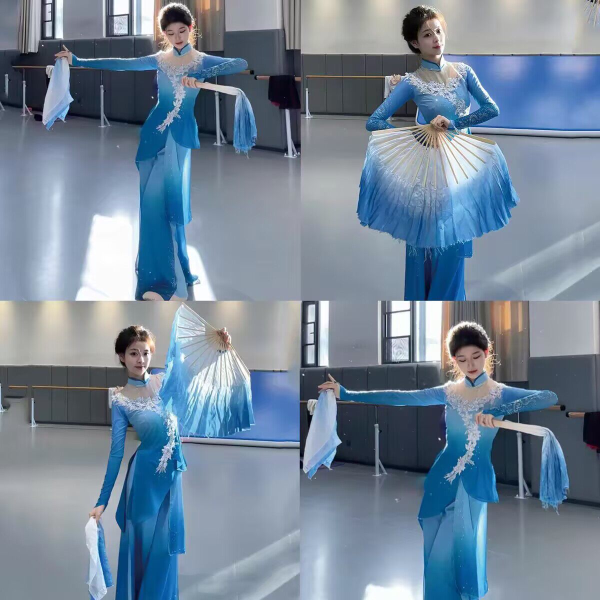 儿童古典演出服装女胶州秧歌舞蹈服艺考中国风扇子舞秧歌服装套装