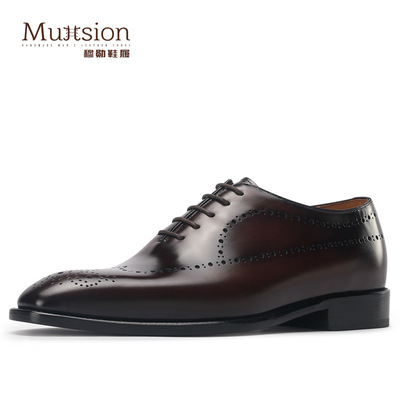英伦一体皮面牛津鞋男商务正装真