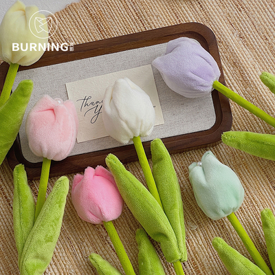 贝影 原创ins风超柔布艺仿真郁金香珍珠花蕊布艺花花束配件花艺