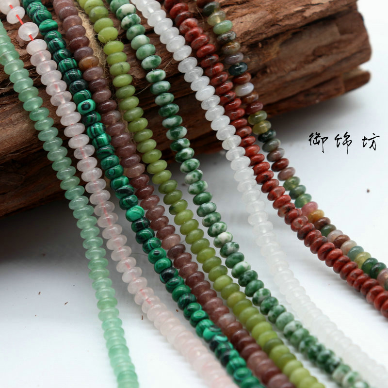 2*4mm天然宝石玛瑙水晶玉石算盘珠 散珠隔片垫片 diy手链手串隔珠