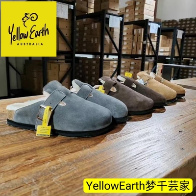 特价款博客家居外穿yellow earth女士懒人羊皮毛一体半包拖鞋偏小