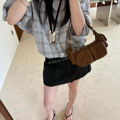 VERSO-26年夏款复古格纹宽松长袖衬衫