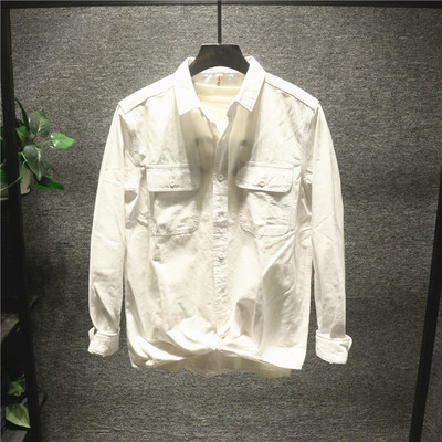 外穿衬衣男士双口袋纯色上衣长袖