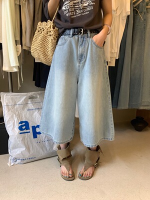 2026夏上新韩系复古高腰显瘦七分牛仔裤女设计感直筒阔腿裤